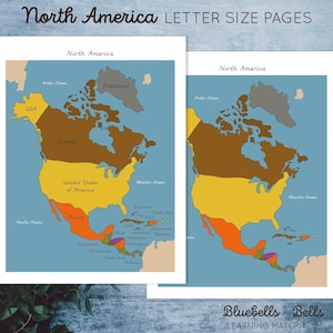North America Montessori Maps and Country Cards. Geography Continent ...