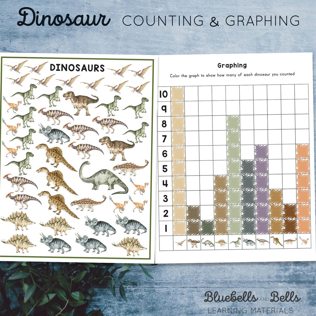 Dinosaur Preschool Graphing Activity. Math Printable for Kindergarten ...