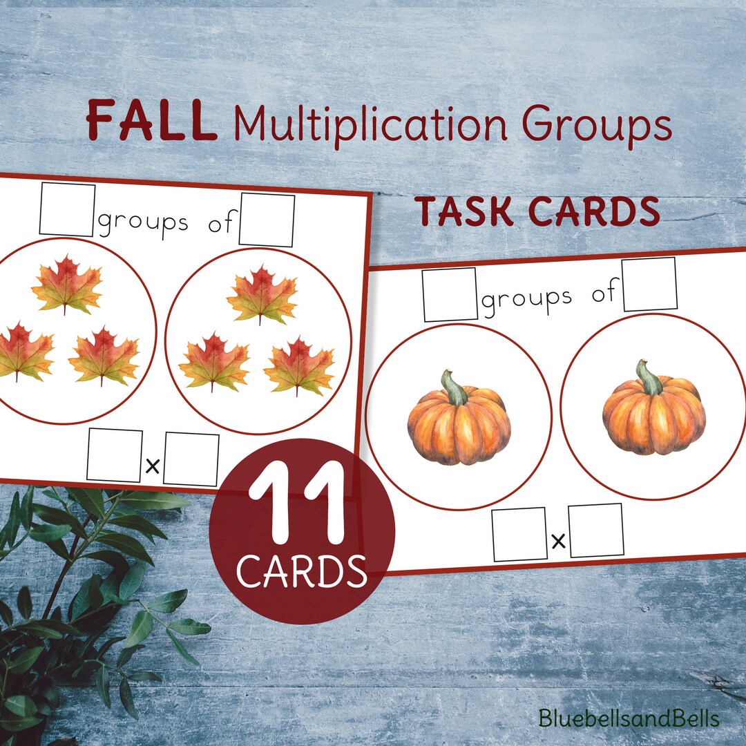Montessori Fall Printable Multiplication Groups Task Cards ...