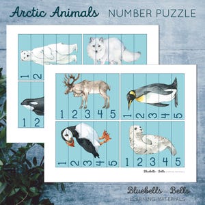 Toddler Arctic Animals Puzzle 1-5 Number. Penguin Printable Math ...