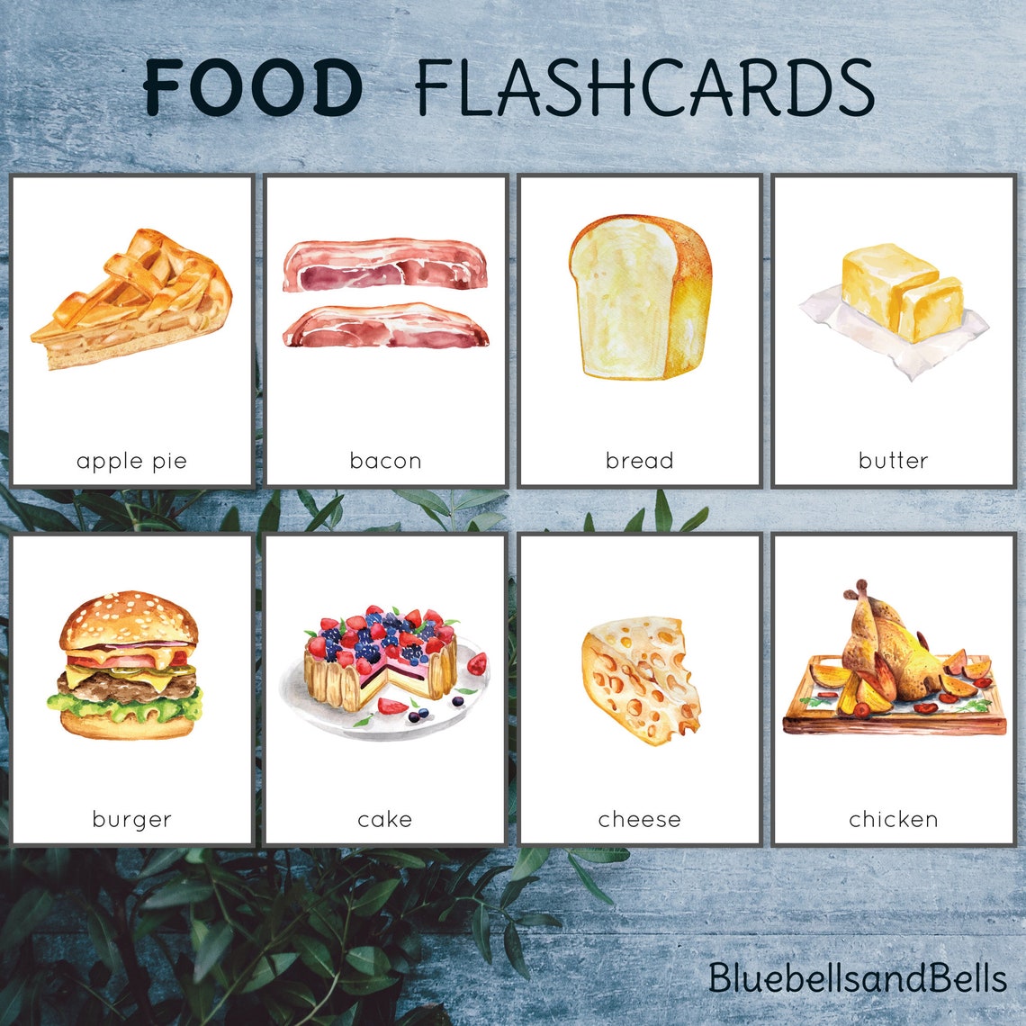 Food Flash Cards Printable. Vocabulary Preschool and Kindergarten ...