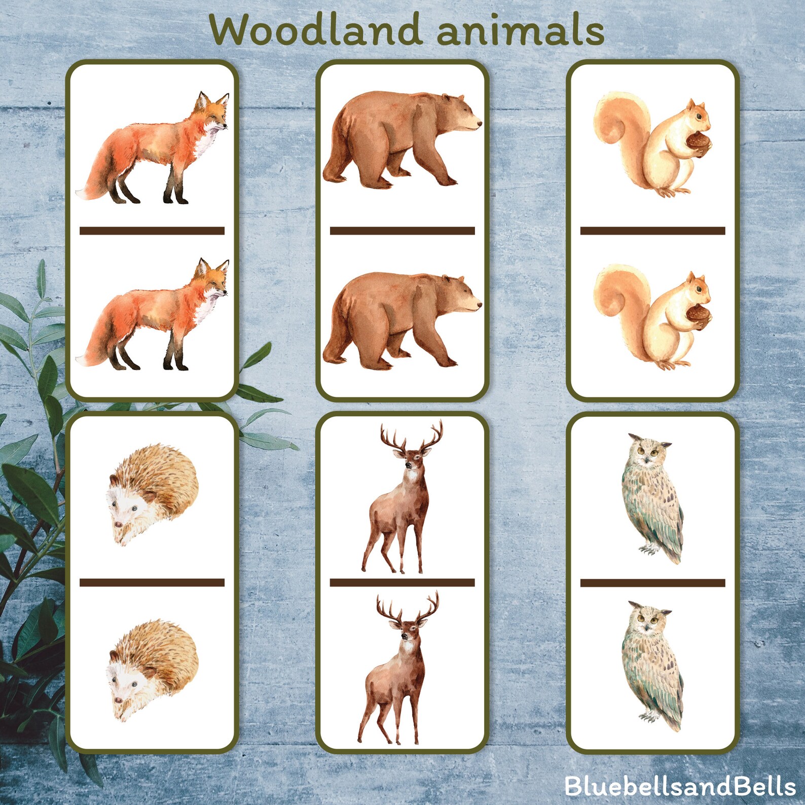 Woodland Animal Dominoes. Printable Preschool Game. - Etsy