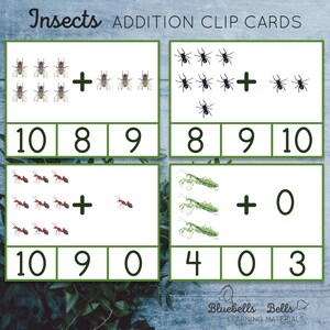 Montessori Spring Printable Insect Count and Clip Cards Addition 1-10 ...