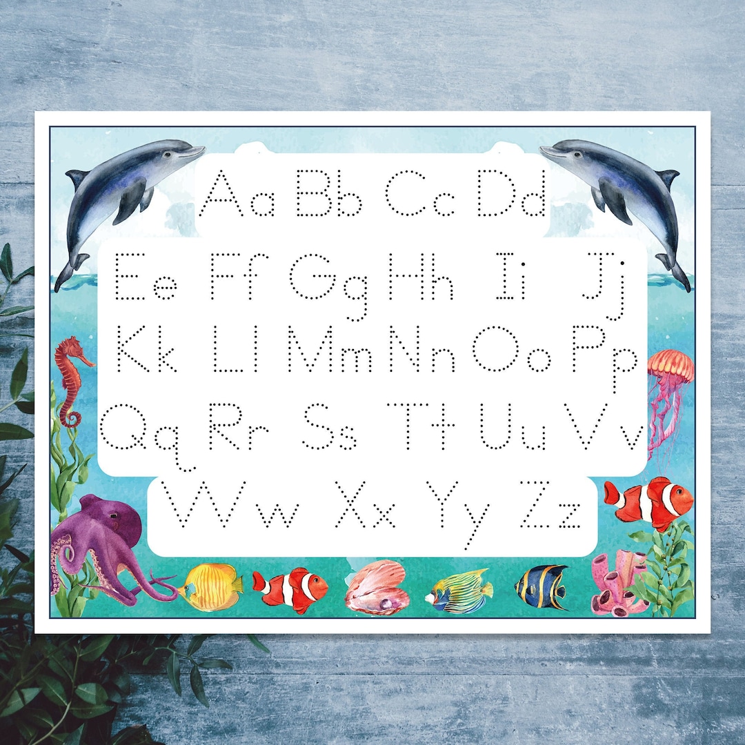 Ocean Letter Tracing Worksheet. Preschool Handwriting Practice ...