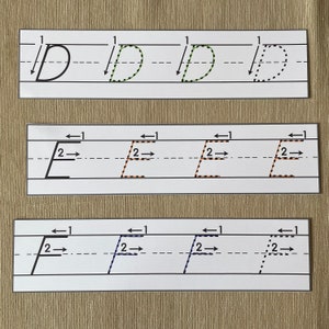 Uppercase Alphabet Tracing D'nealian Font. Letter Formation Preschool ...