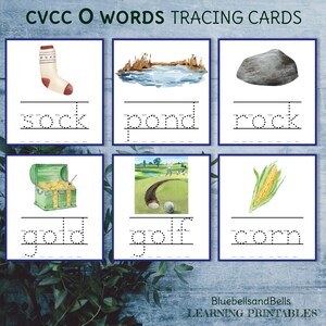 Montessori CVCC Printable Tracing Cards. Handwriting Worksheets for ...