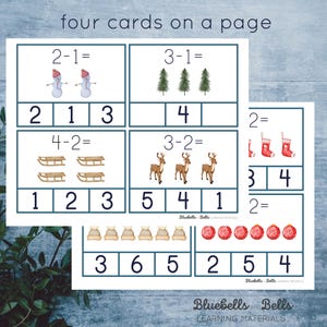 Montessori Winter Printable Subtraction Clip Cards 0-10. Preschool and ...