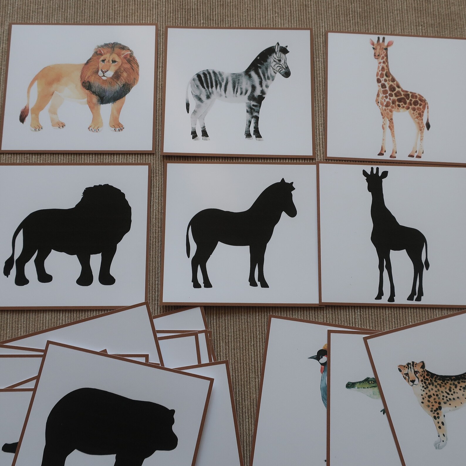 Africa Animal Shadow Matching Cards. Montessori Toddler | Etsy