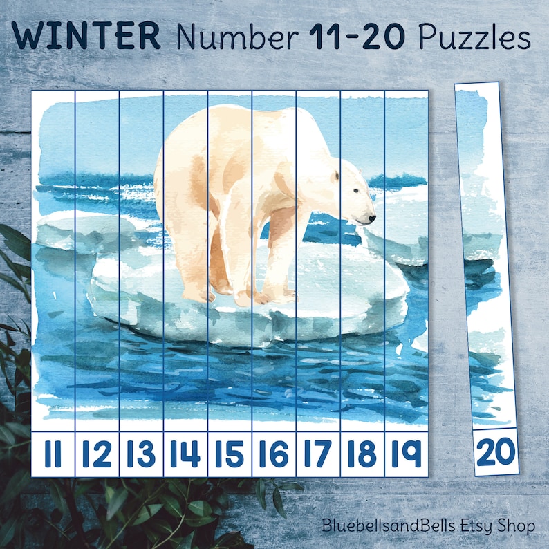 Montessori Winter Kindergarten Printable Polar Bear and Penguins Number ...