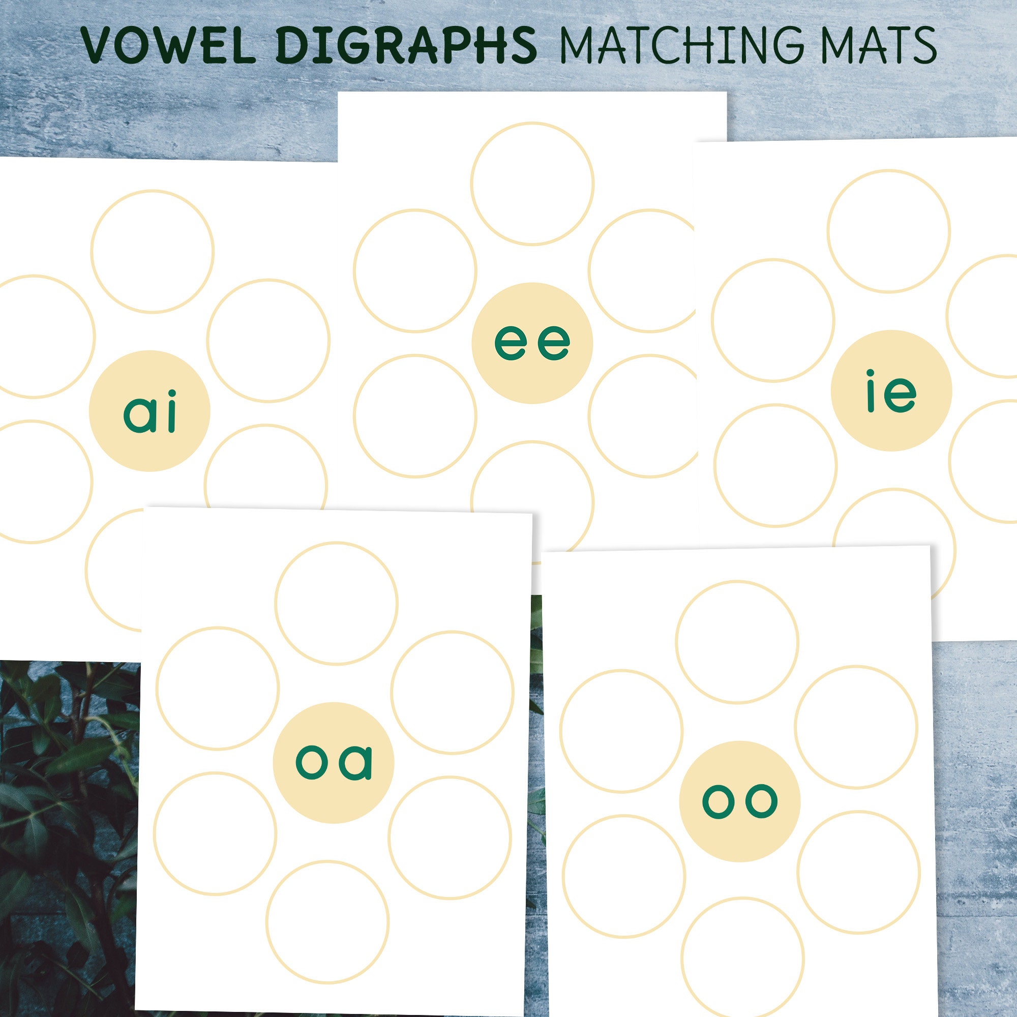 Digraph Posters Vowels. Montessori Green Series Phonics Matching ...
