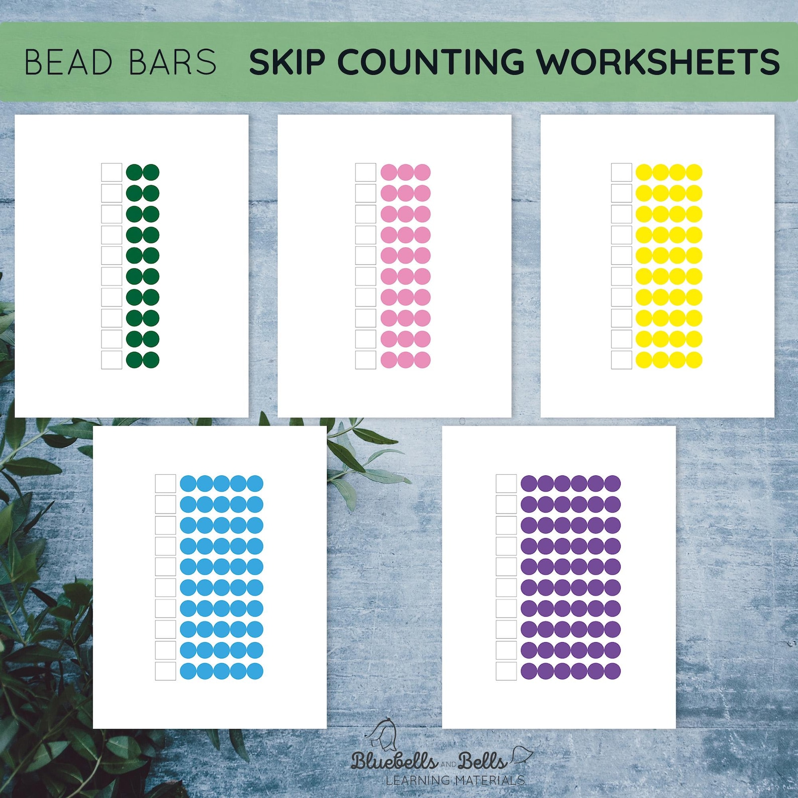 Montessori Bead Bars Skip Counting Worksheets and Posters - Etsy