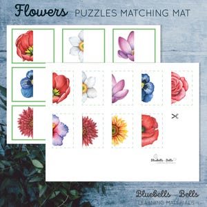 Montessori Spring Flower Puzzle. Toddler Matching Halves Activity ...