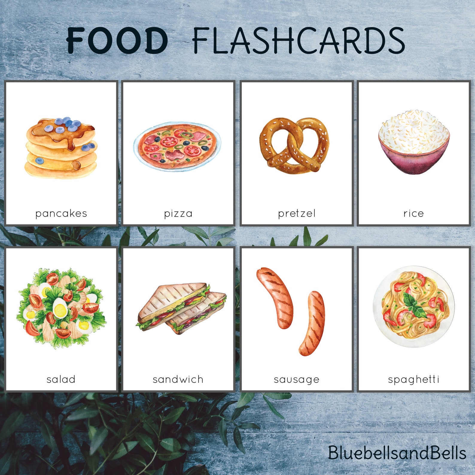Food Flash Cards Printable. Vocabulary Preschool and - Etsy