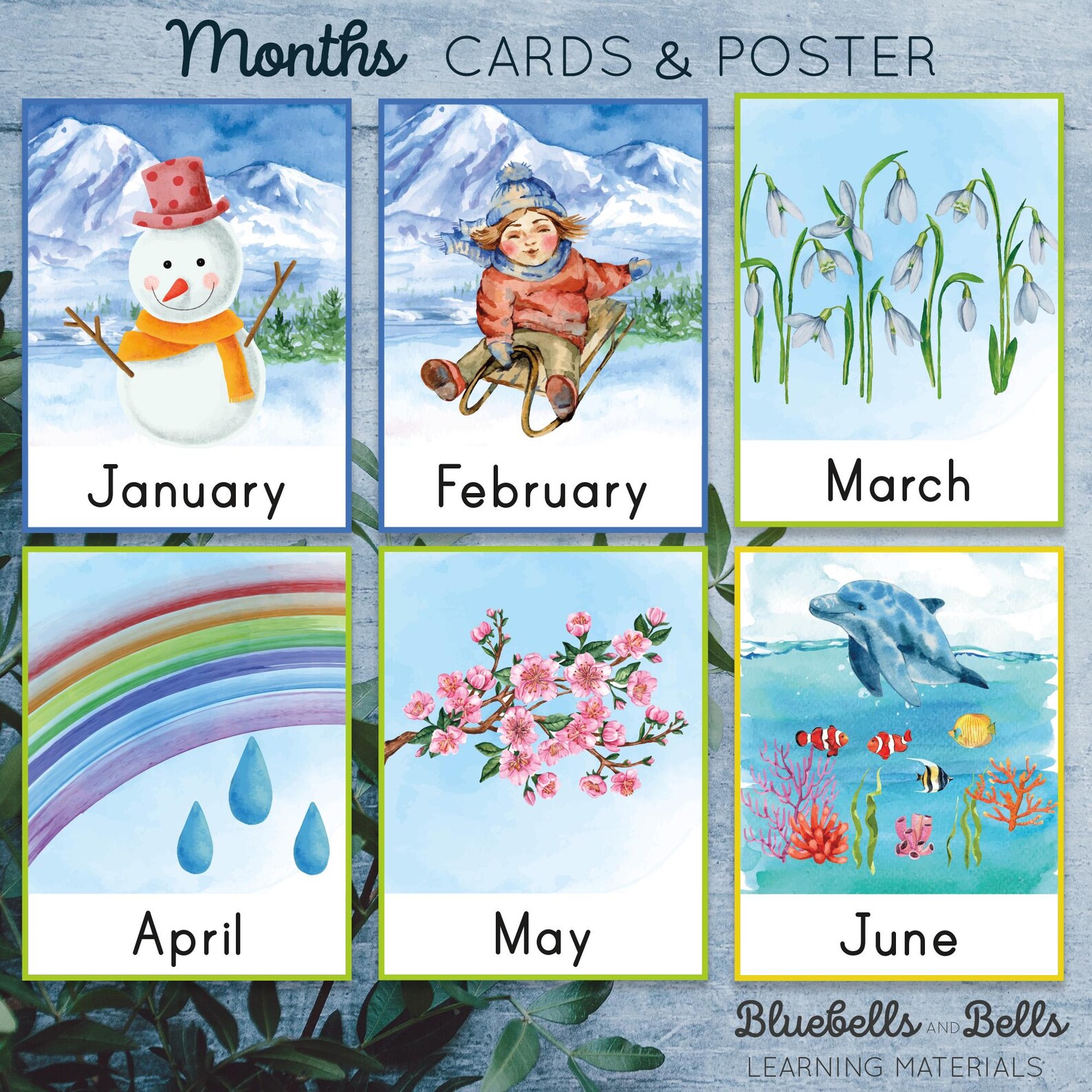 Months of the Year Cards and Poster. Digital Download. - Etsy