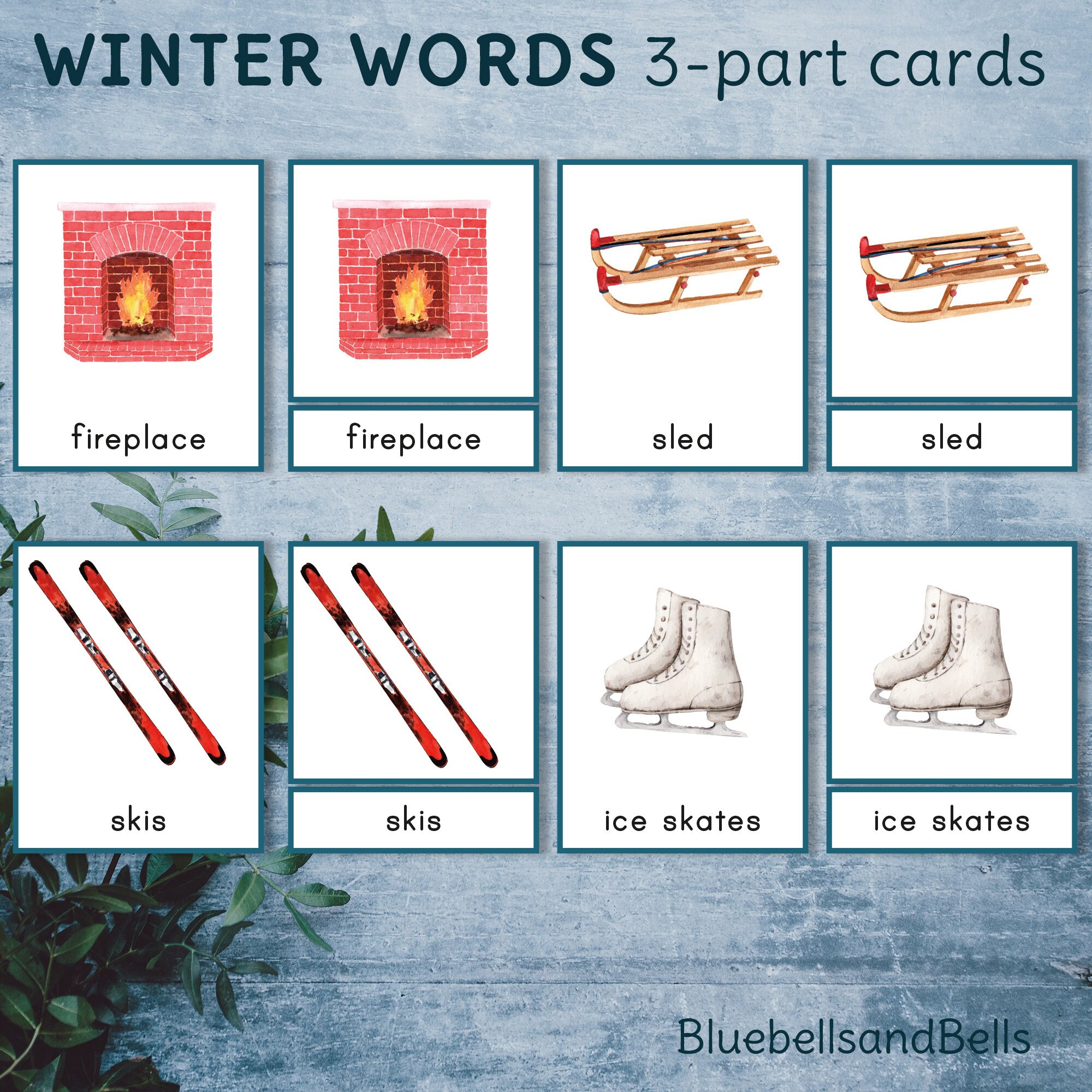 Winter Montessori Printable Vocabulary 3 Part Cards. Preschool - Etsy