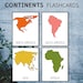 Continents Flash Cards and World Map. Montessori Printable for ...