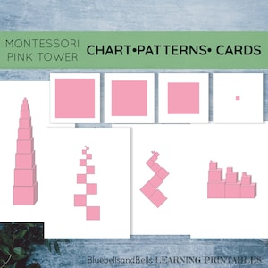 Pink Tower Printable Patterns, Matching Cards and Chart. Montessori ...