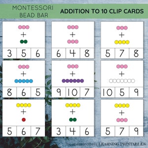 Montessori Addition Colored Beads Clip Cards. Montessori Printable Math ...