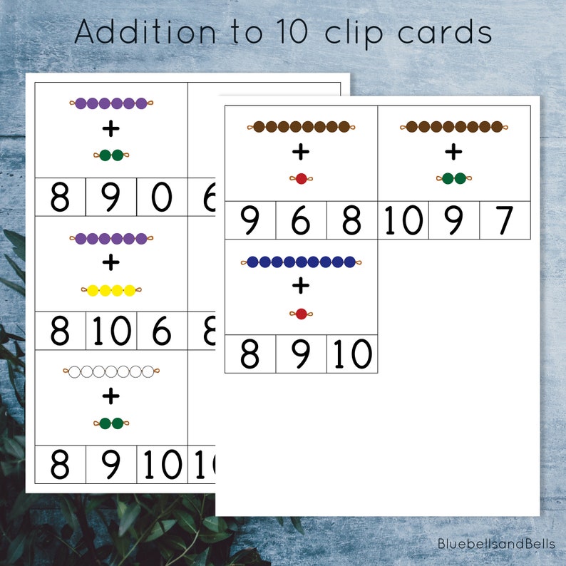 Montessori Addition Colored Beads Clip Cards. Montessori | Etsy