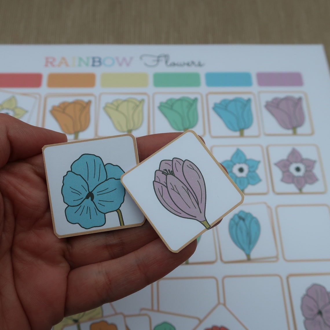 Spring Flower Color Sorting Printable. Montessori Matching | Etsy