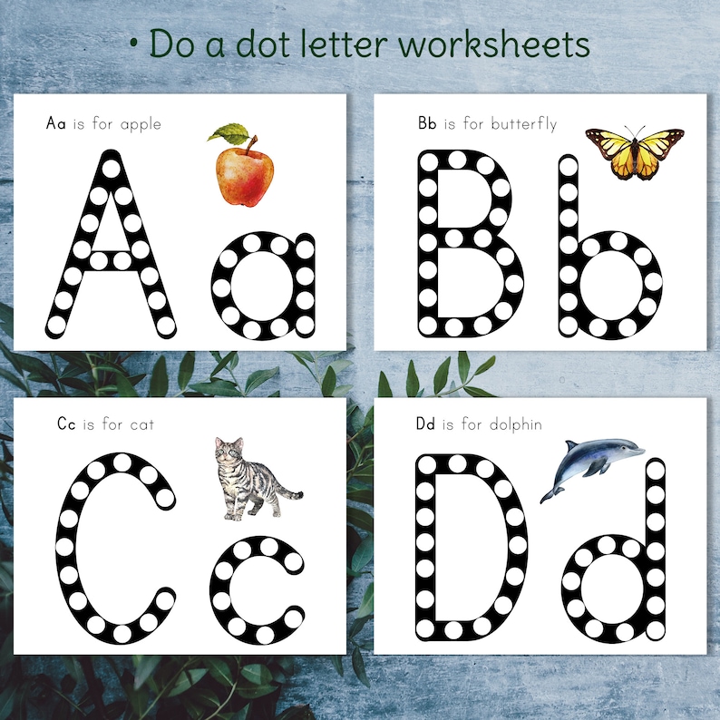 Alphabet flash cards do a dot letter worksheets letter | Etsy