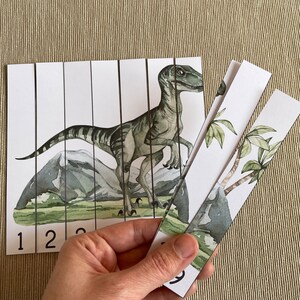 Dinosaur Puzzle Number Sequence 1-10. Montessori Preschool Printable ...
