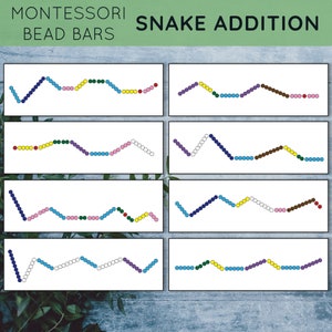 Montessori Beads Snake Addition Cards. Kindergarten and 1st Grade Math ...