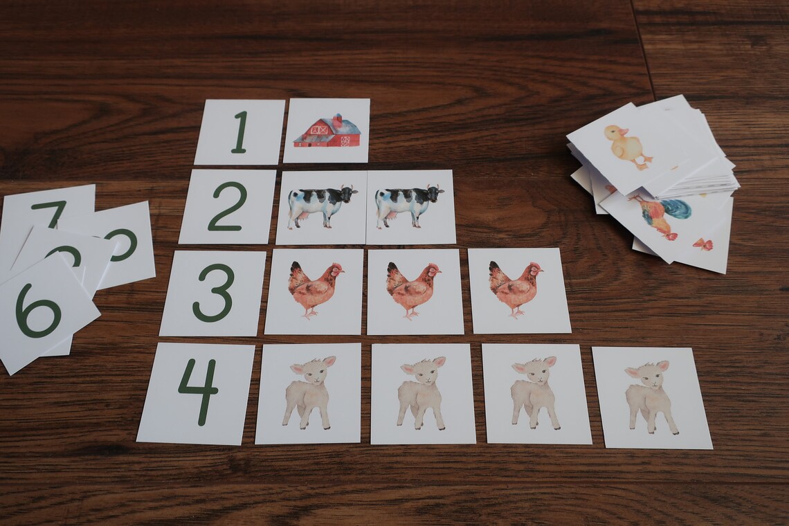 Number Chart 1-10 Printable. Farm Animal Montessori Math - Etsy