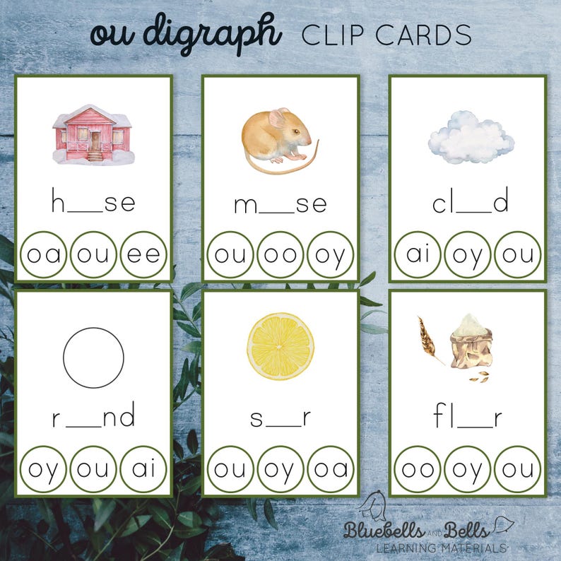 Vowel Digraph Clip Cards - Etsy