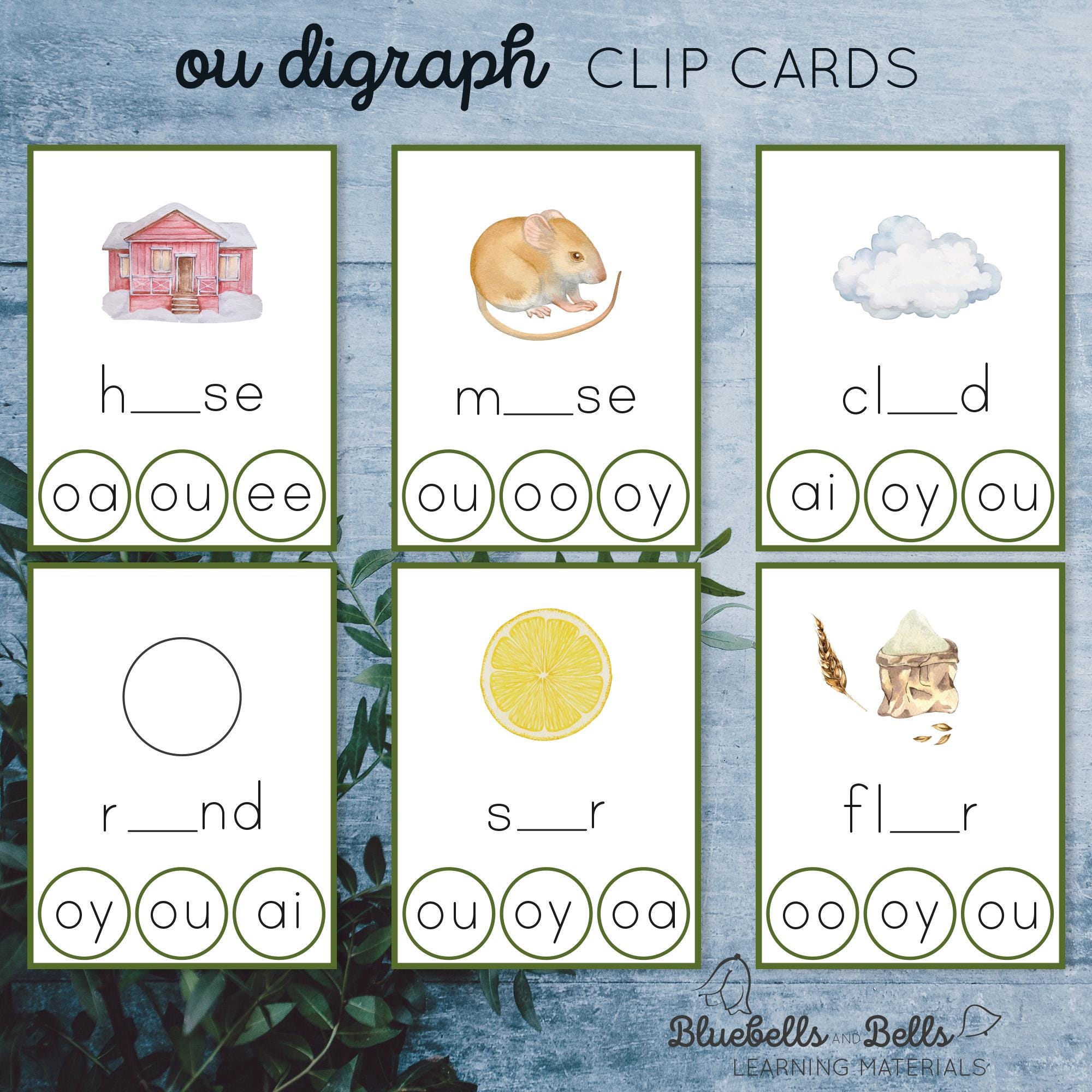 Vowel Digraph Clip Cards - Etsy