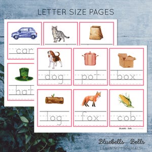 CVC Word Tracing Cards. Montessori Handwriting Practice Printable for ...