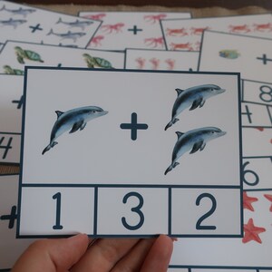 Ocean Addition Clip Cards. Montessori Math Printable. Preschool and ...