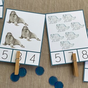 Arctic Animals Count and Clip Cards 1-10. Winter Preschool Math ...