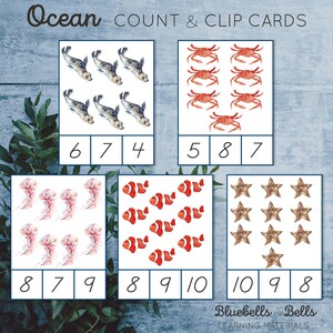 Ocean Animal Count and Clip Cards 1-10. Montessori Printable. - Etsy