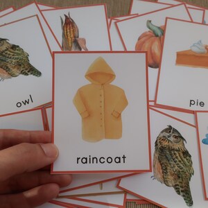 Fall Montessori Printable 3 Part Cards. Autumn Vocabulary for Preschool ...