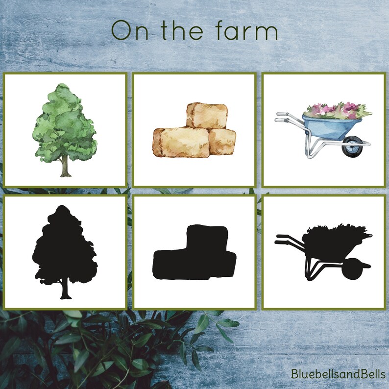 Farm Animal Shadow Matching Cards. Toddler Montessori - Etsy