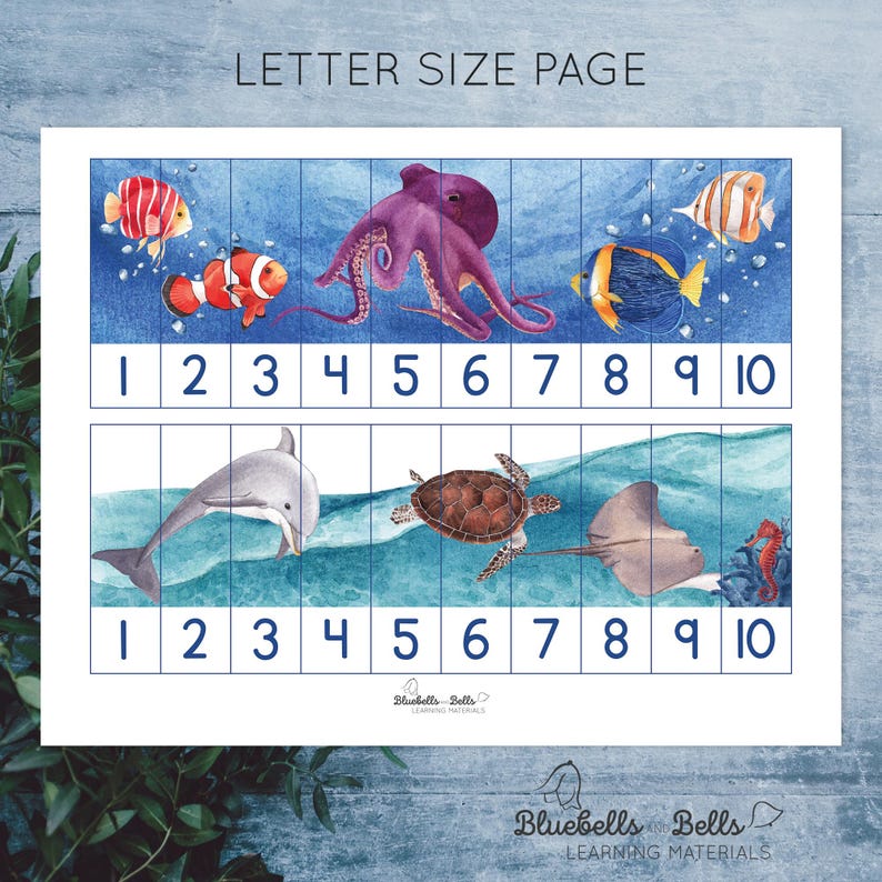 Ocean Printable Puzzle Number 1-10. Preschool Number Sequence Activity ...