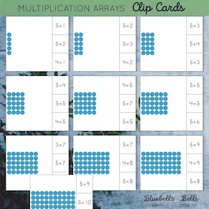 Montessori Bead Bar Multiplication Clip Cards Arrays. Kindergarten and ...