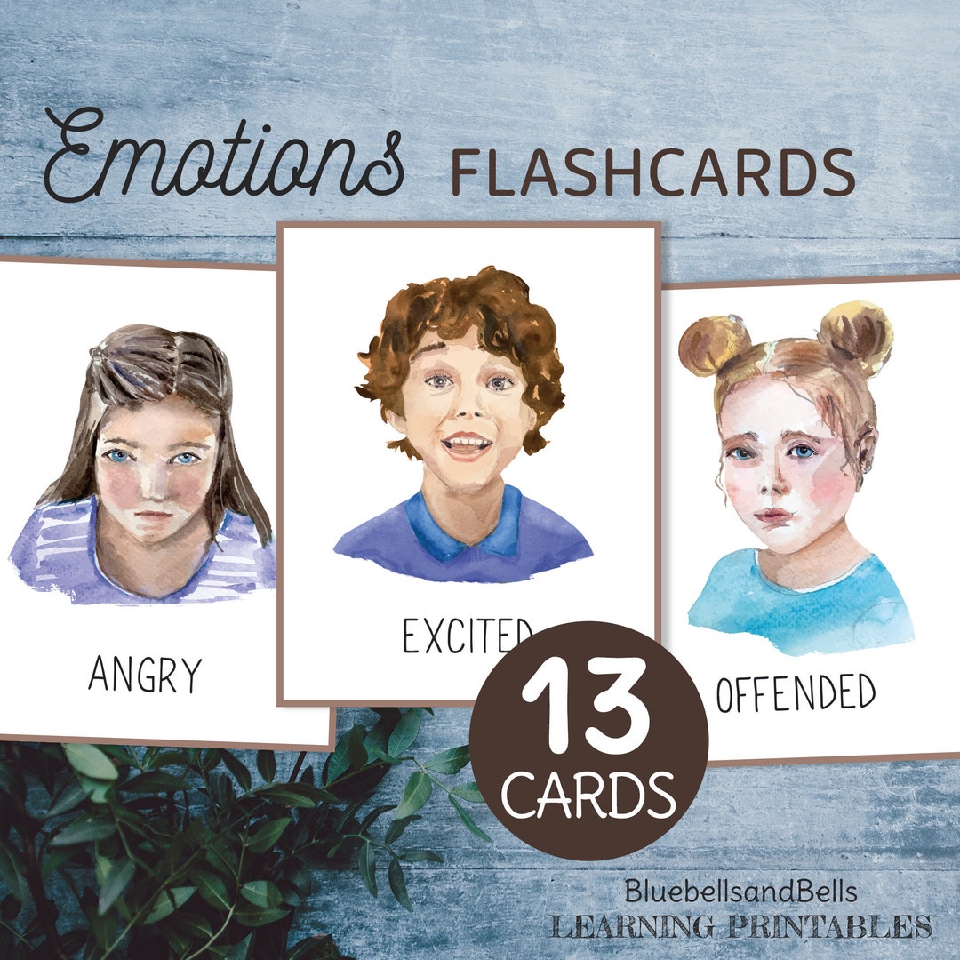 Feelings Cards Printable. Emotions Kids Flash Cards. - Etsy