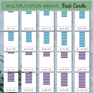 Montessori Bead Bars Multiplication Arrays Cards. Equal Groups ...