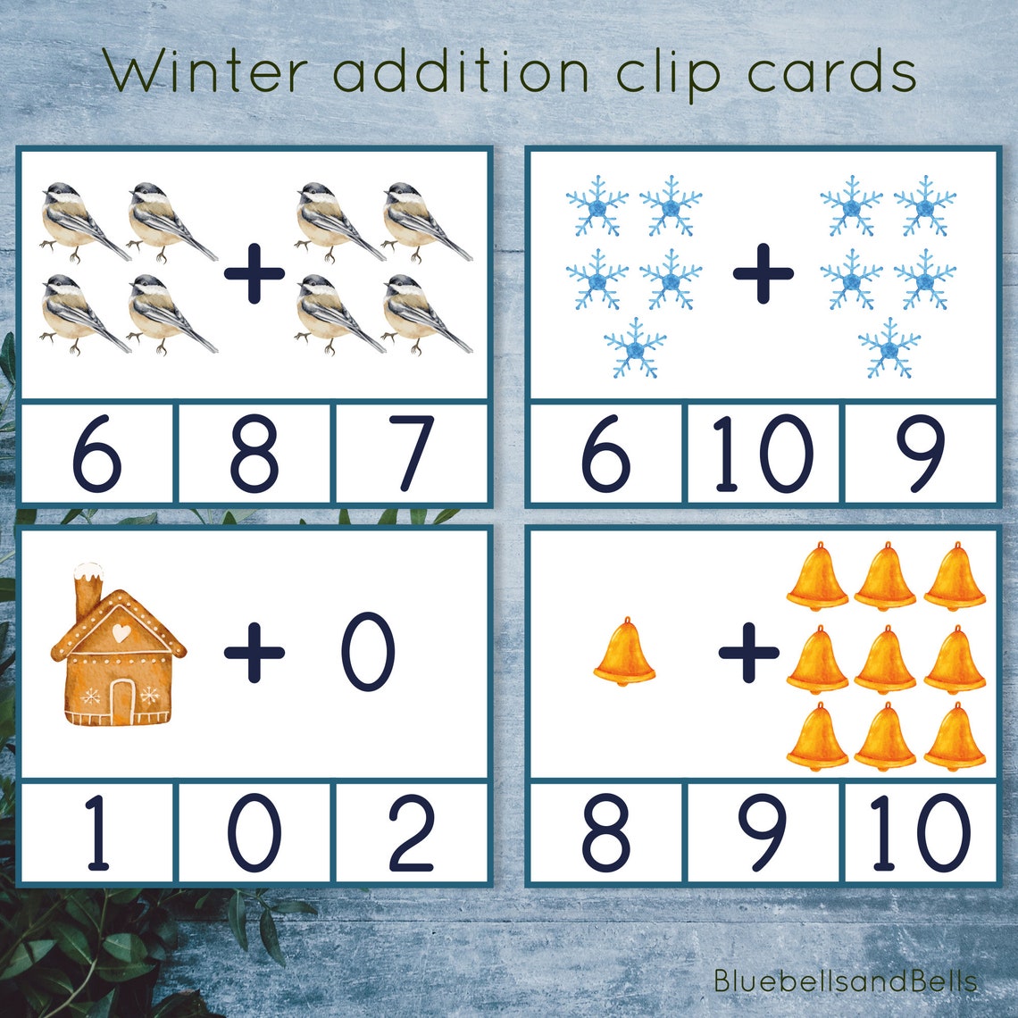 Montessori Winter Printable Addition Clip Cards. Preschool and | Etsy