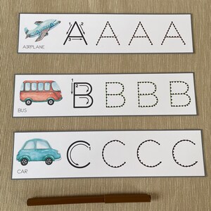 Transportation Alphabet Tracing Cards. Uppercase Letters Handwriting ...
