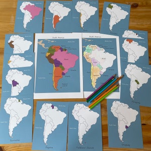 South America Montessori Maps and Country Cards. Continent Study ...