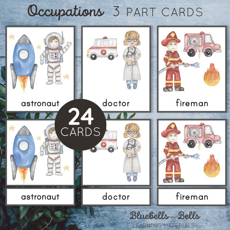 Occupations 3 Part Cards. Montessori Printable Professions Nomenclature ...