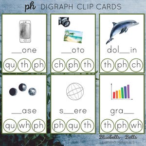 Digraph Clip Cards. - Etsy