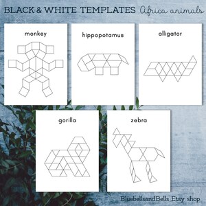 Africa Animals Pattern Blocks Templates. Wild Animals Toddler Activity ...