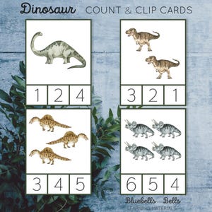 Dinosaur Count and Clip Cards 1-10. Preschool Montessori Math Printable ...