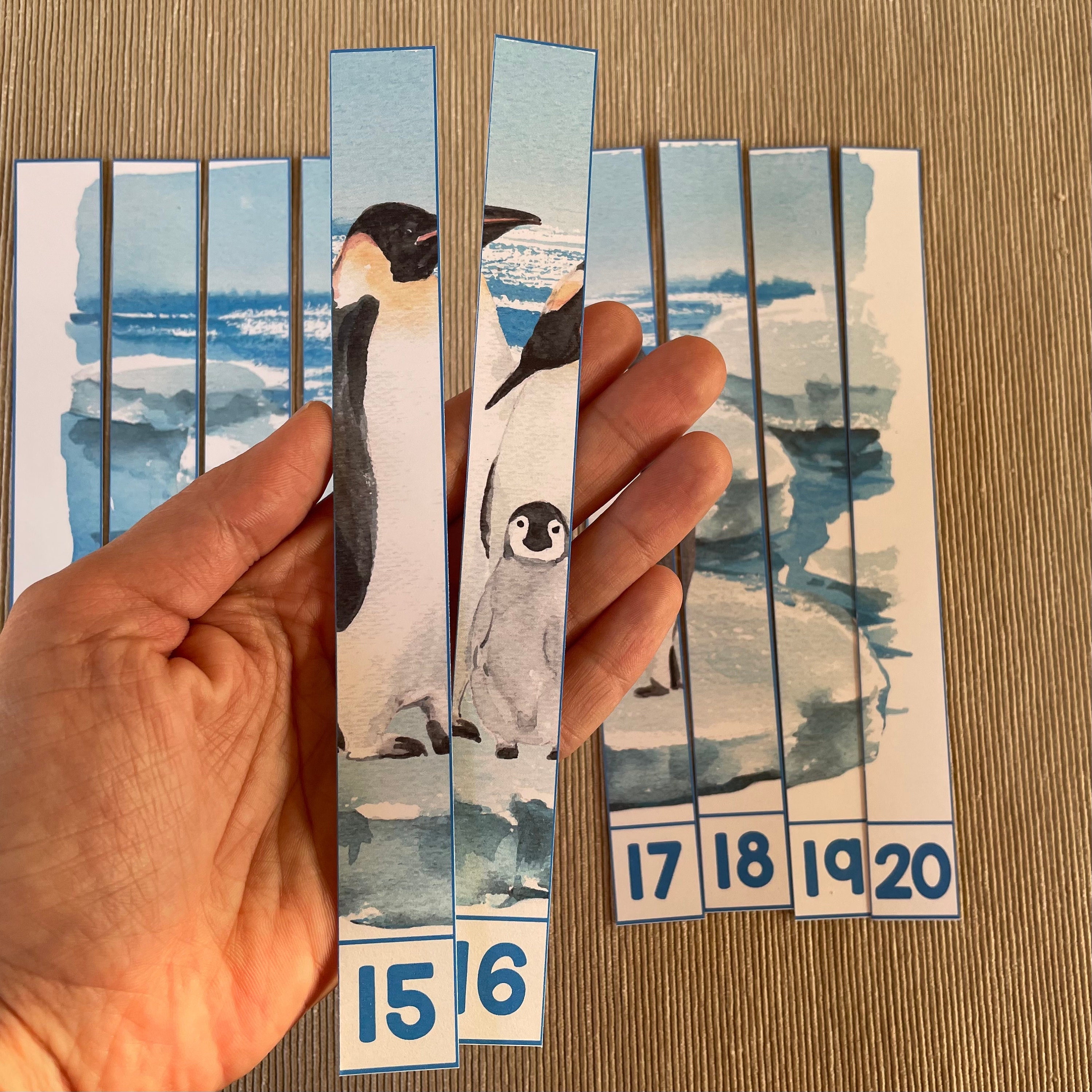 Montessori Winter Kindergarten Printable Polar Bear and Penguins Number ...