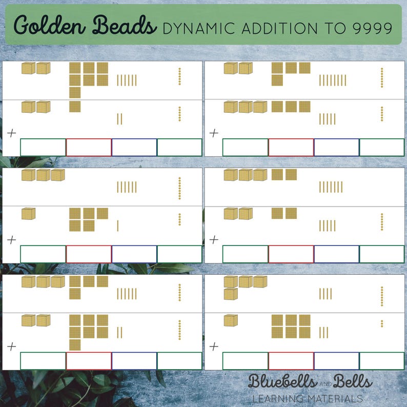 Montessori Golden Beads Addition Dynamic to 9999 Task Cards - Etsy