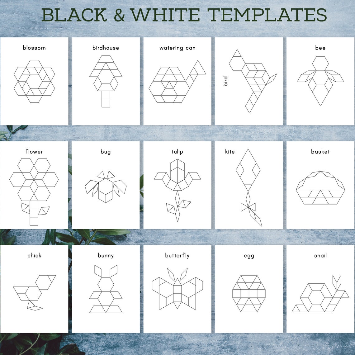 Spring Pattern Blocks Templates. Spring Printable Preschool - Etsy